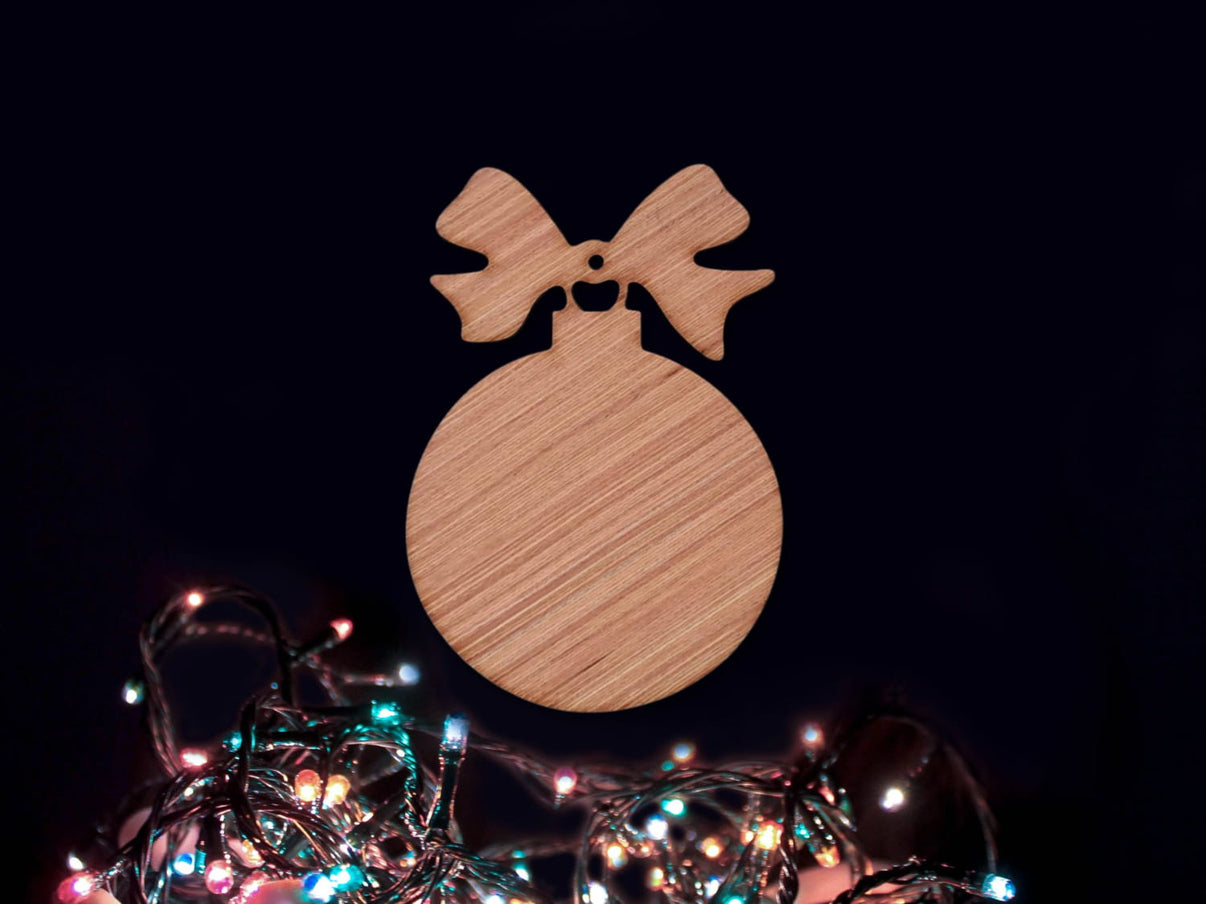 Laser Cut Christmas Bauble With Bow Cutout 76mm – Buzz Wood Creations ...